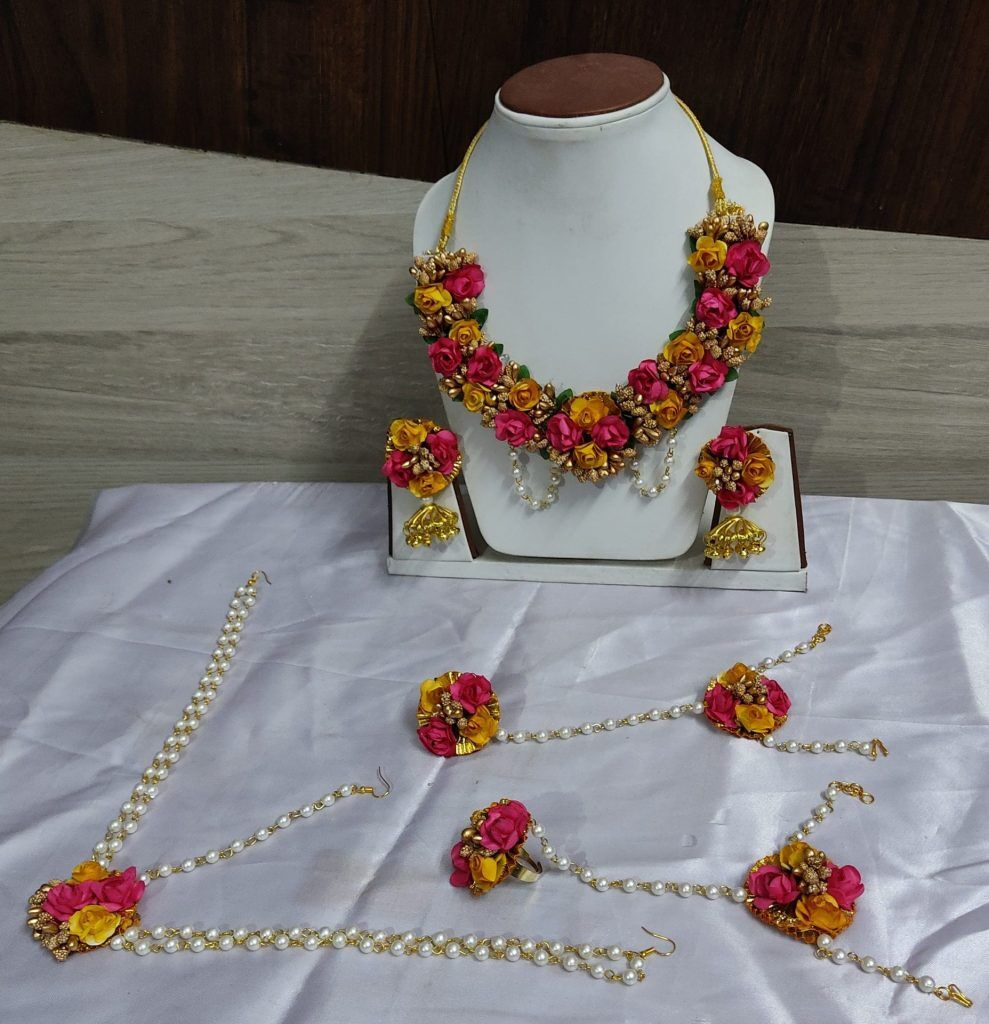 Myindiecraft Special Haldi Jewellery Set - Flower Jewellery
